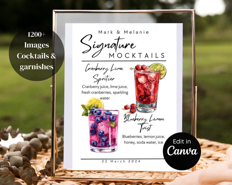 Wedding Mocktails Sign Bundle, His and Her Wedding Mocktails, DIY ...