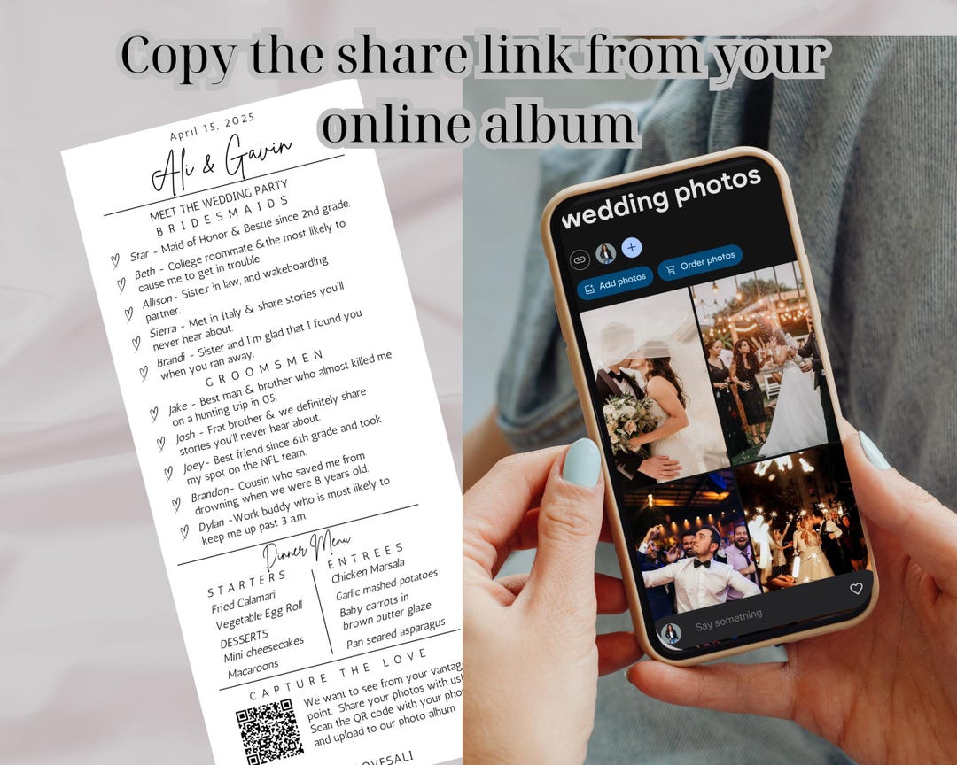 Wedding Photo QR Code Template, Meet the Wedding Party, Wedding Photo ...