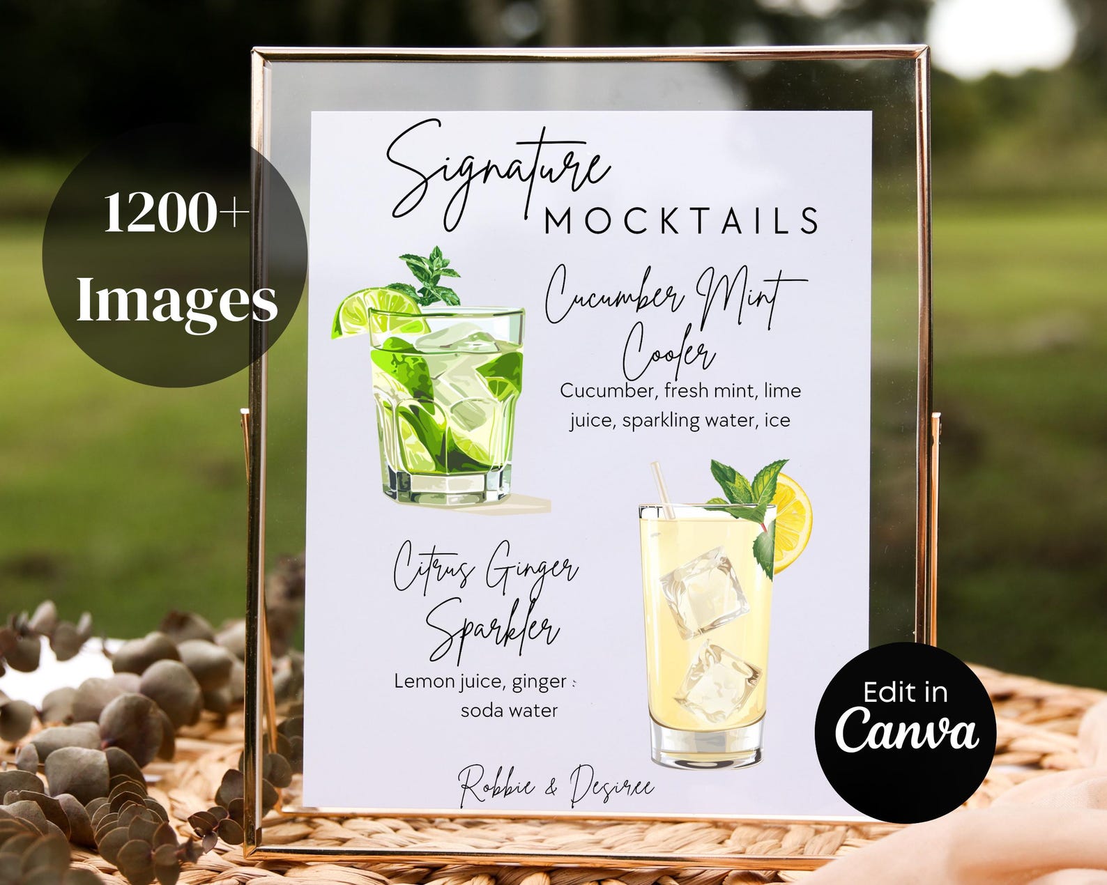 Wedding Mocktails Sign Bundle, His and Her Wedding Mocktails, DIY ...