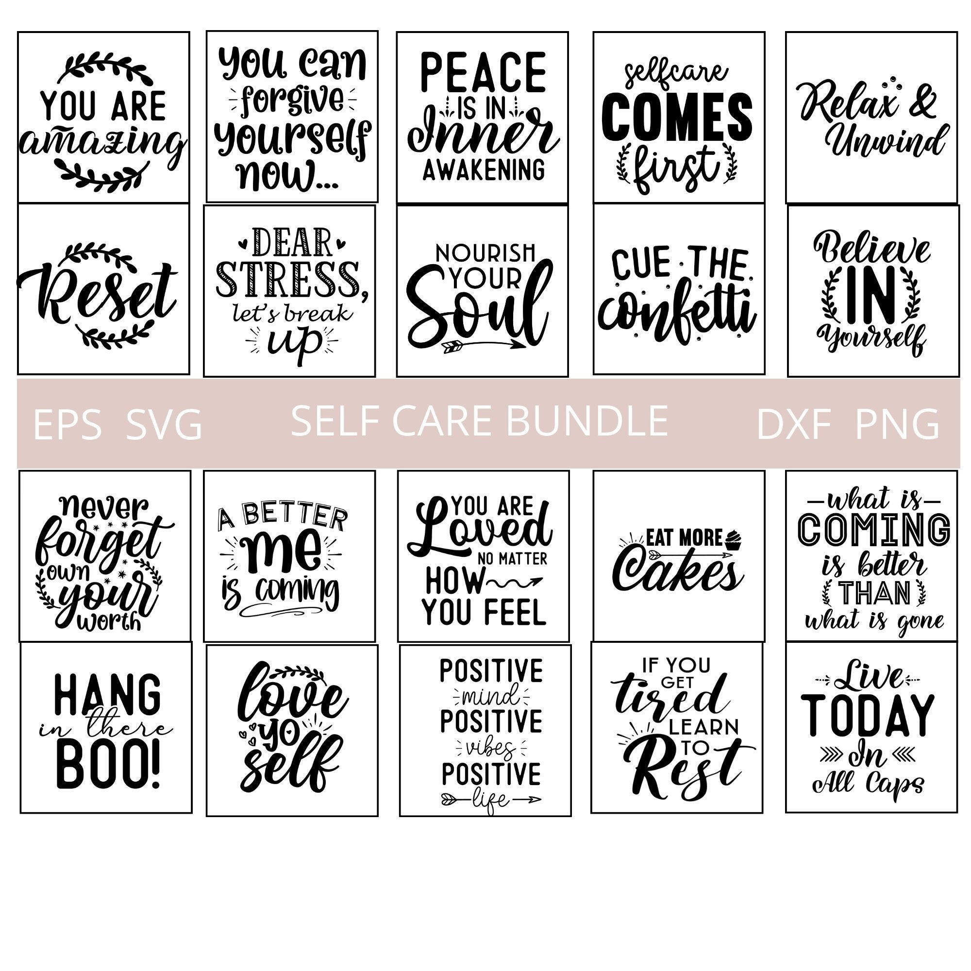 Self Care SVG Bundle, Self Love Svg Bundle, Positive Quotes Svg ...