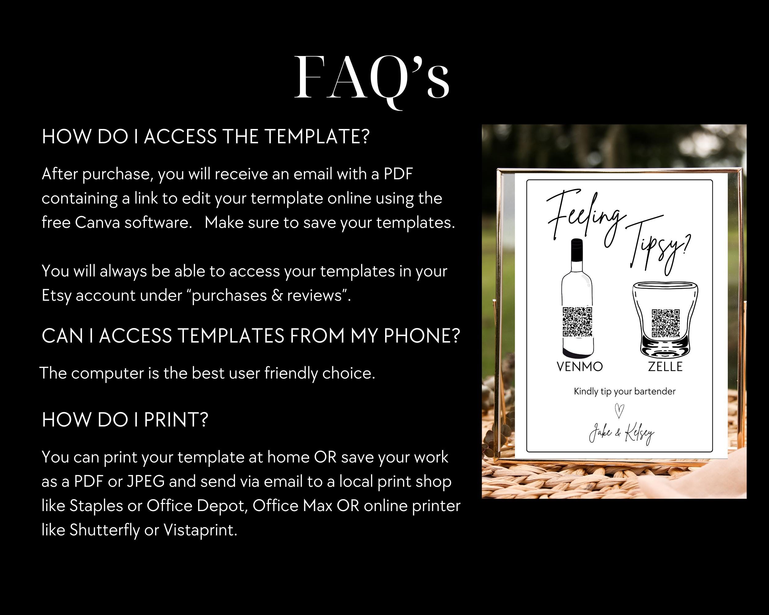 QR Code Bartender Tip Template, DIY Canva Sign (digital Download) - Etsy