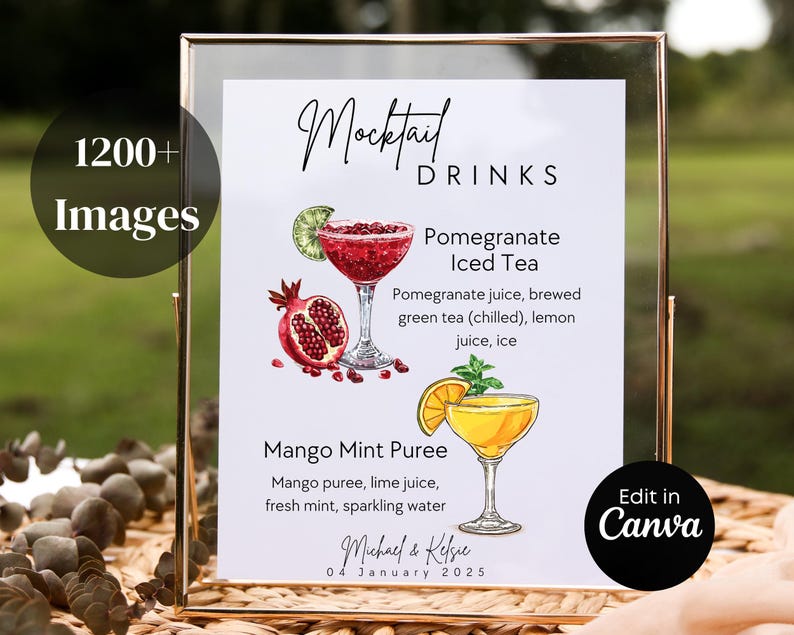 Wedding Mocktails Sign Bundle, His and Her Wedding Mocktails, DIY ...