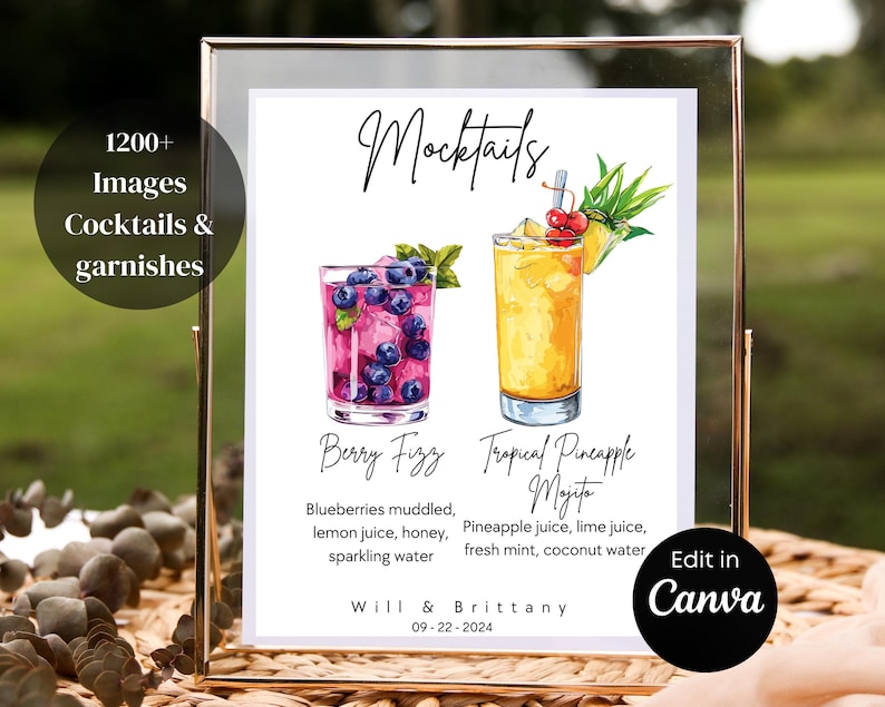 Wedding Mocktails Sign Bundle, His and Her Wedding Mocktails, DIY ...