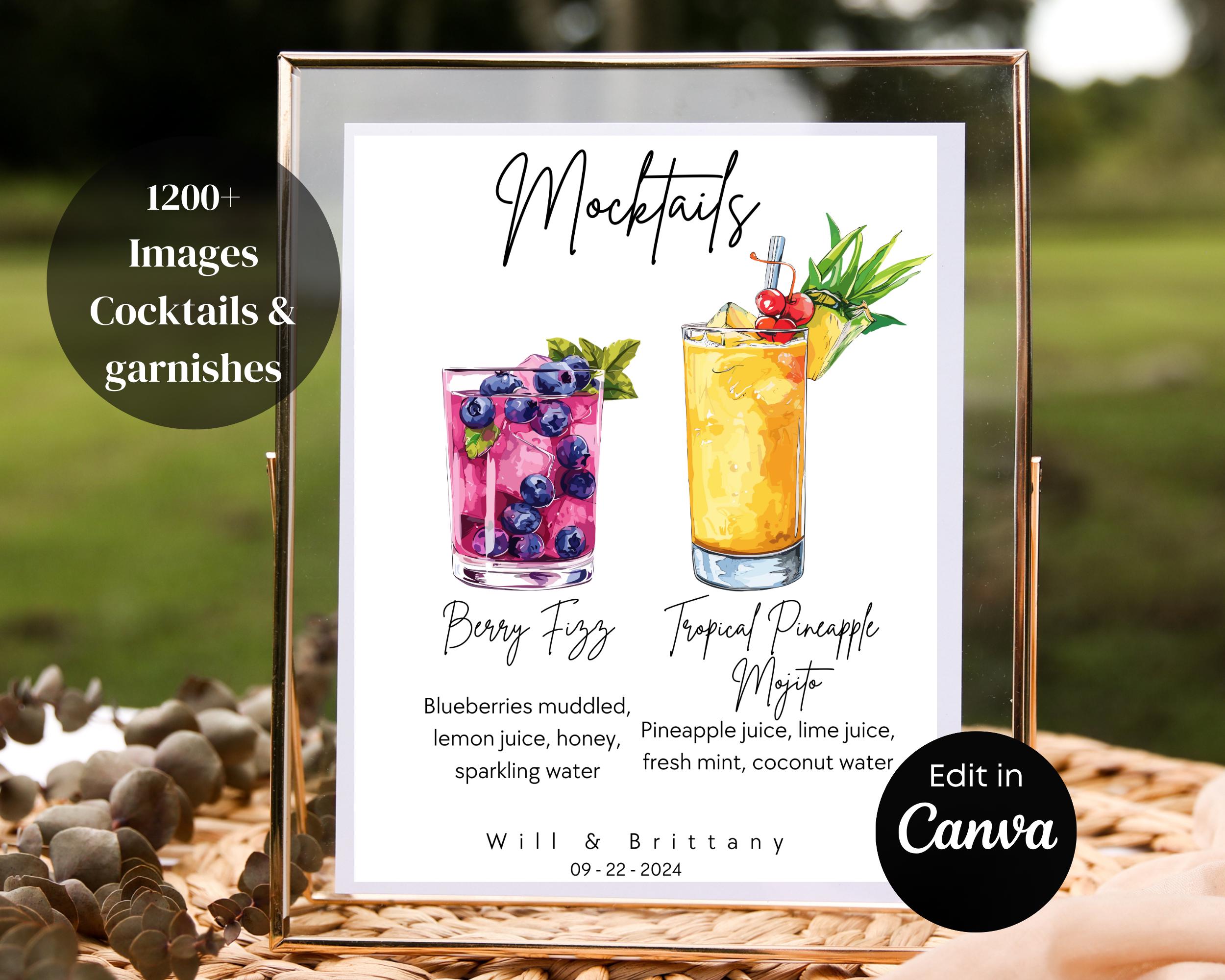 Wedding Mocktails Sign Bundle, His and Her Wedding Mocktails, DIY ...