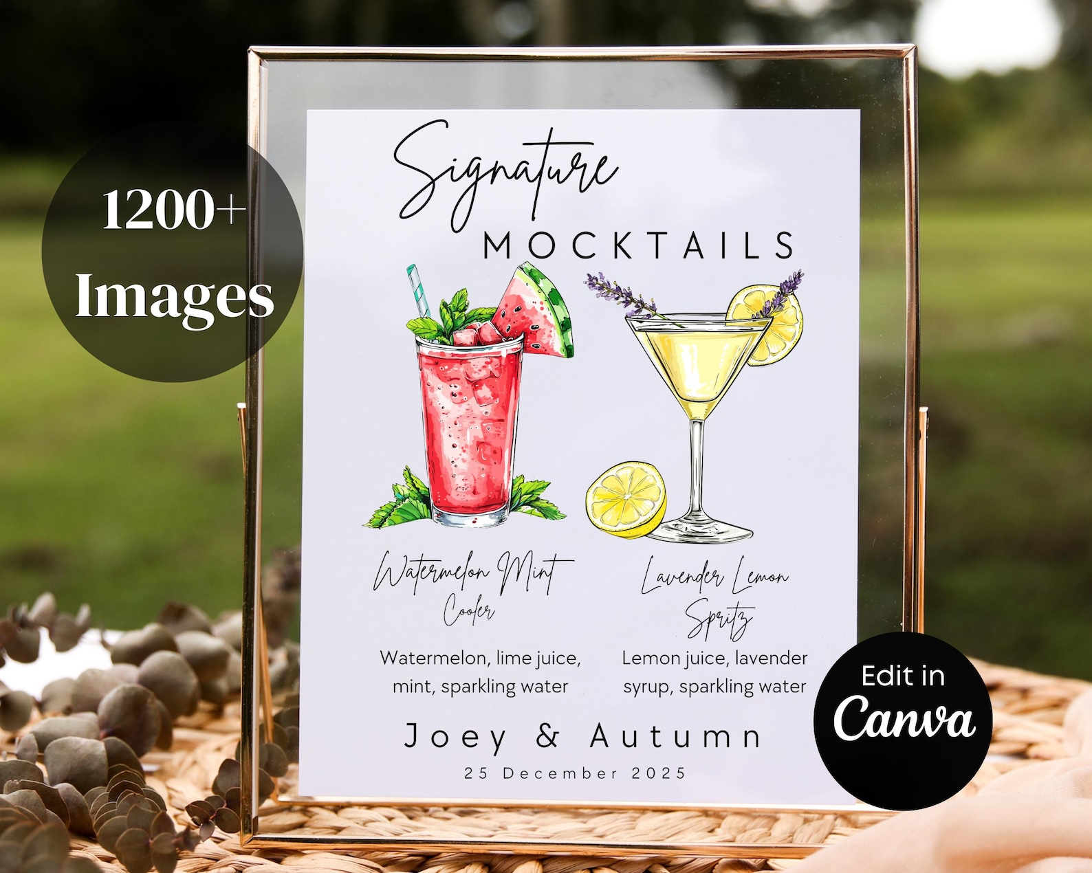 Wedding Mocktails Sign Bundle, His and Her Wedding Mocktails, DIY ...