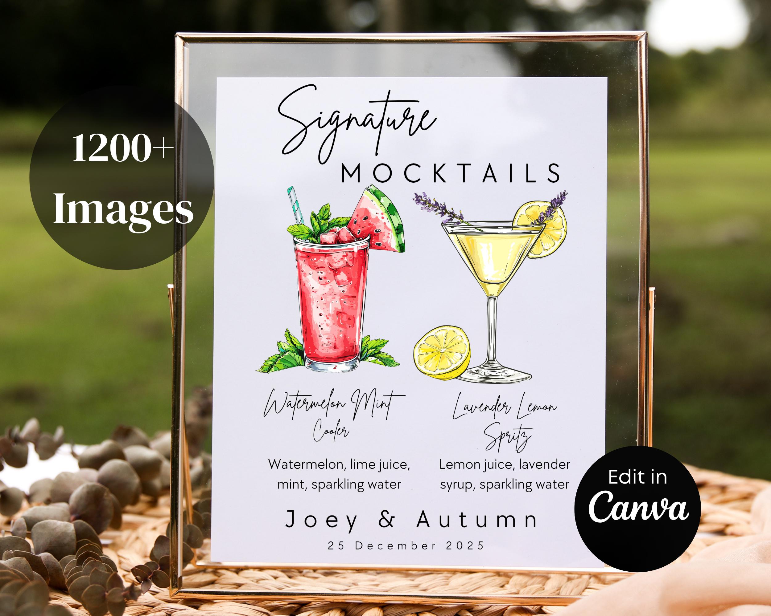 Wedding Mocktails Sign Bundle, His and Her Wedding Mocktails, DIY ...