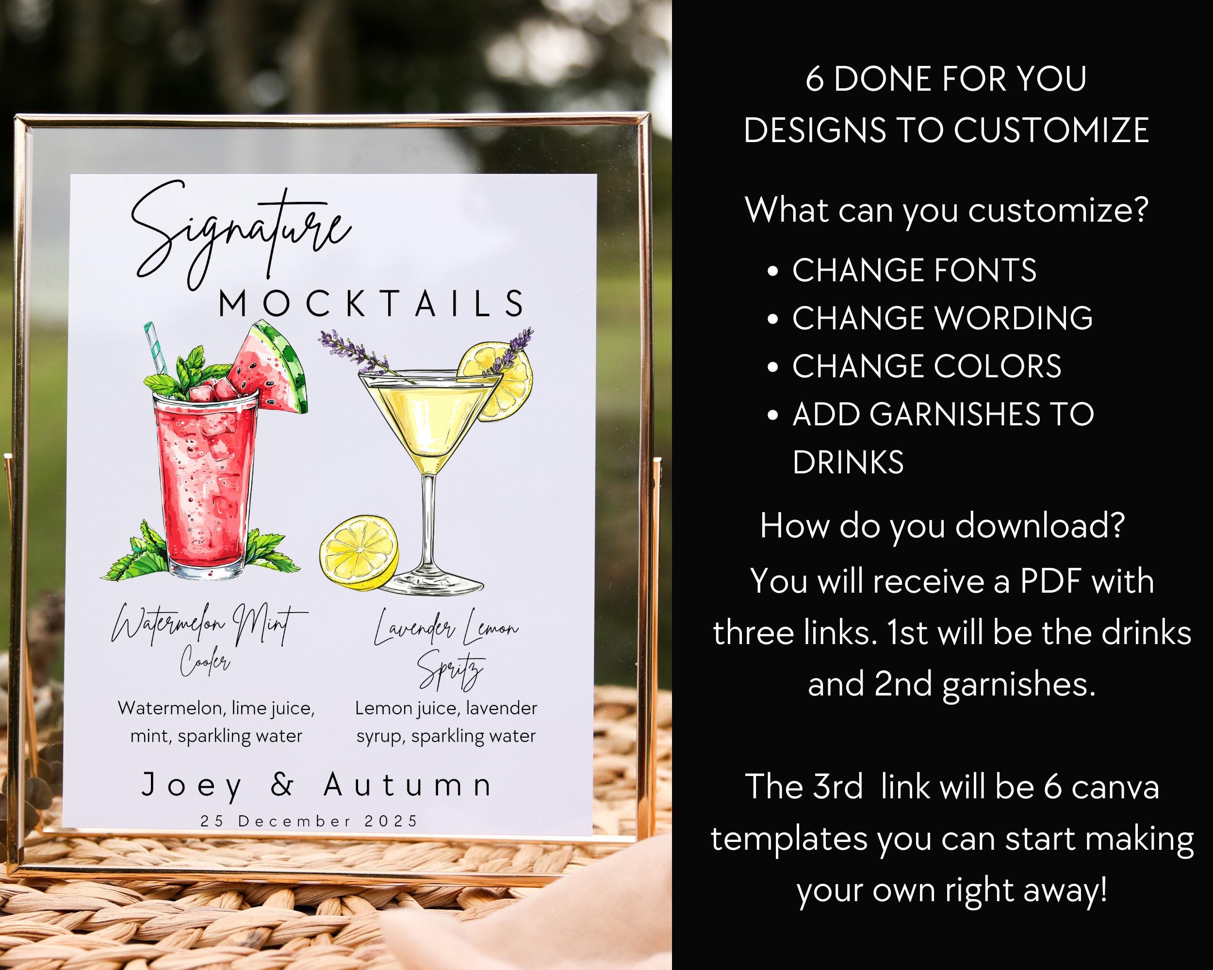 Wedding Mocktails Sign Bundle, His and Her Wedding Mocktails, DIY ...