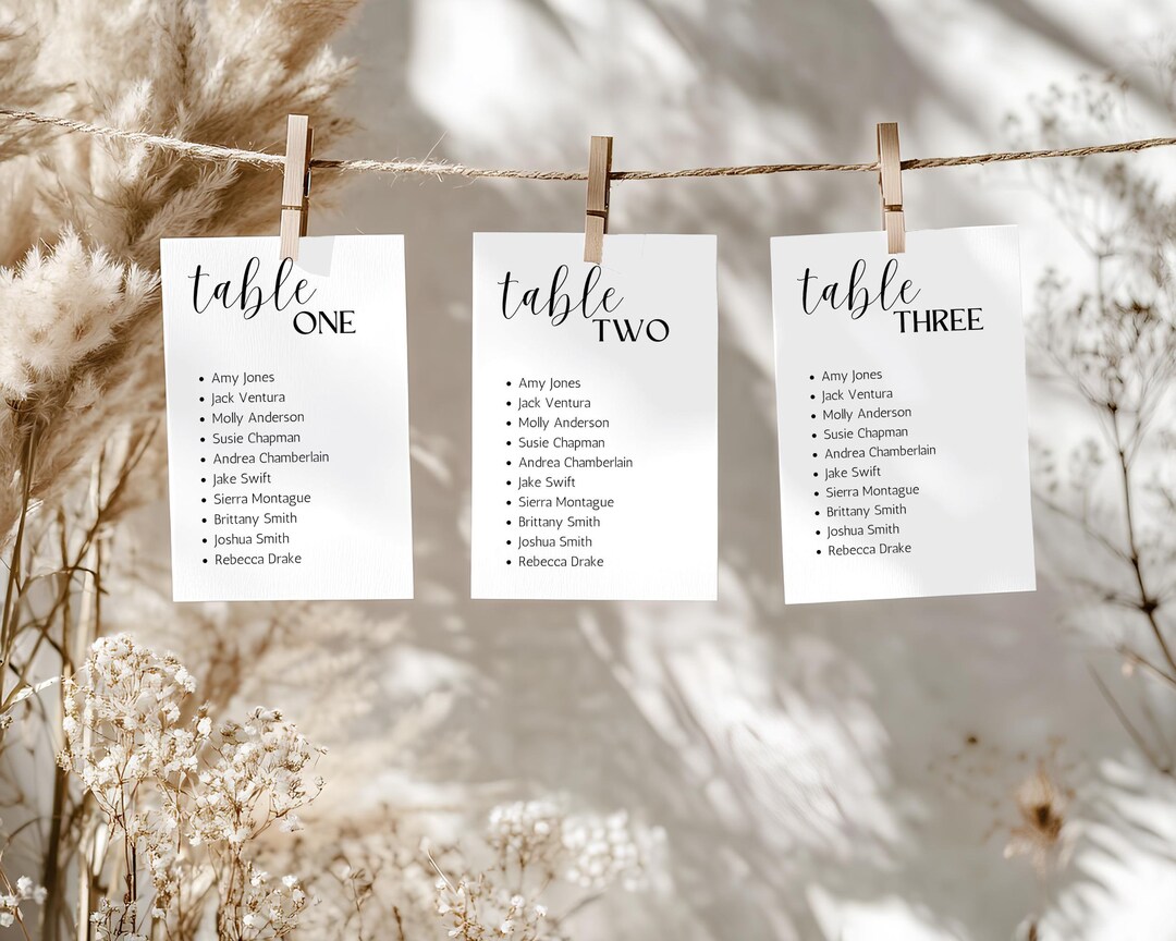 Wedding Seating Chart Template, DIY Seating Chart, Wedding Table ...