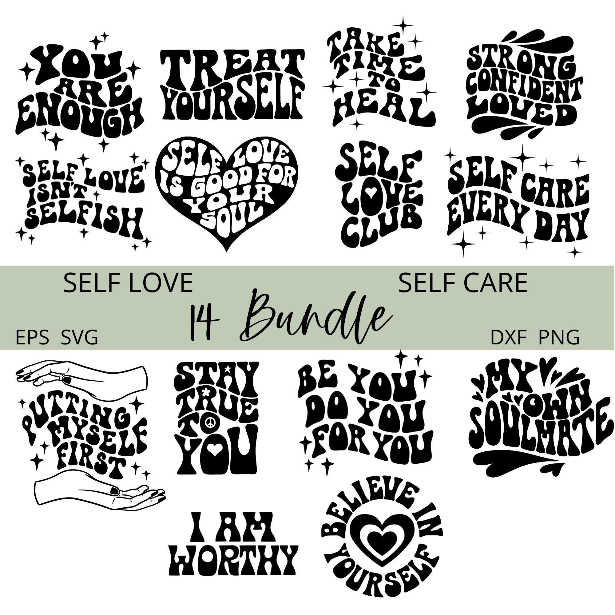 Self Care SVG Bundle, Self Love Svg Bundle, Positive Quotes Svg ...