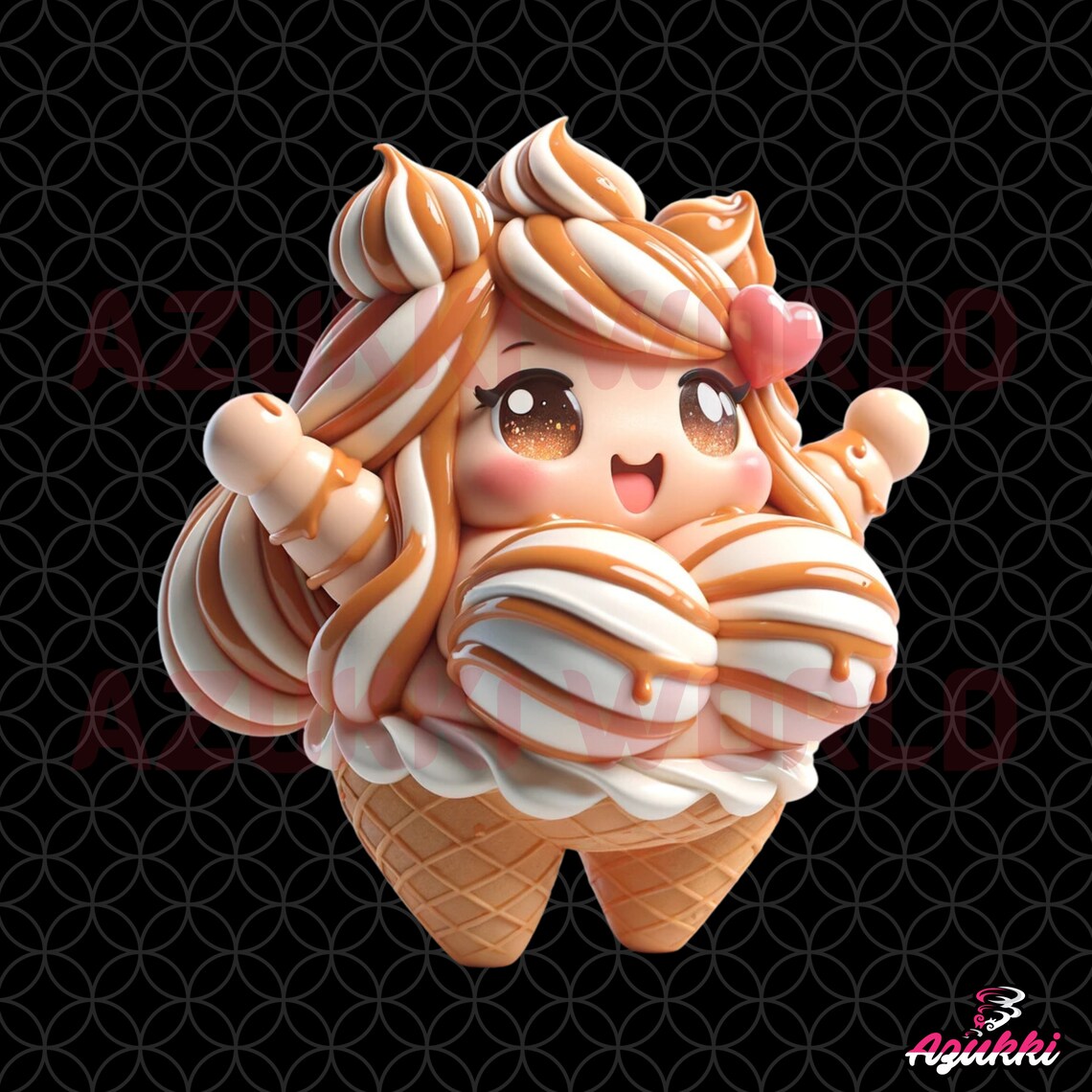 Chibi Ice Cream Girl SVG/PNG | Designs / Graphic / Illustration ...
