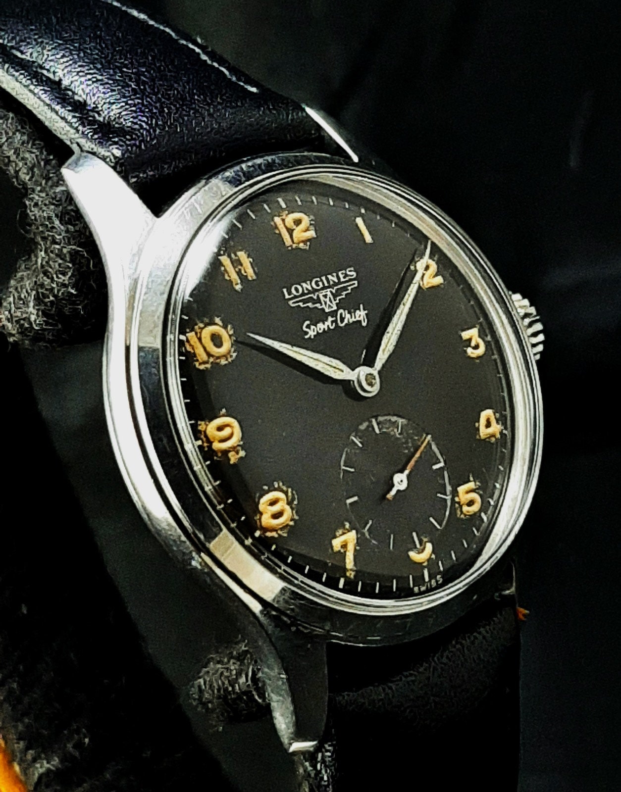 Very Rare LONGINES Sport Chief Watch Vintage 1958 Superb Black Dial - Etsy