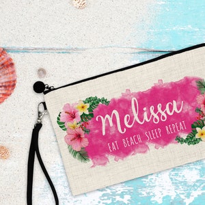 Beach Survival Kit Bag, Personalized Beach Makeup Bag, Custom Cosmetic ...