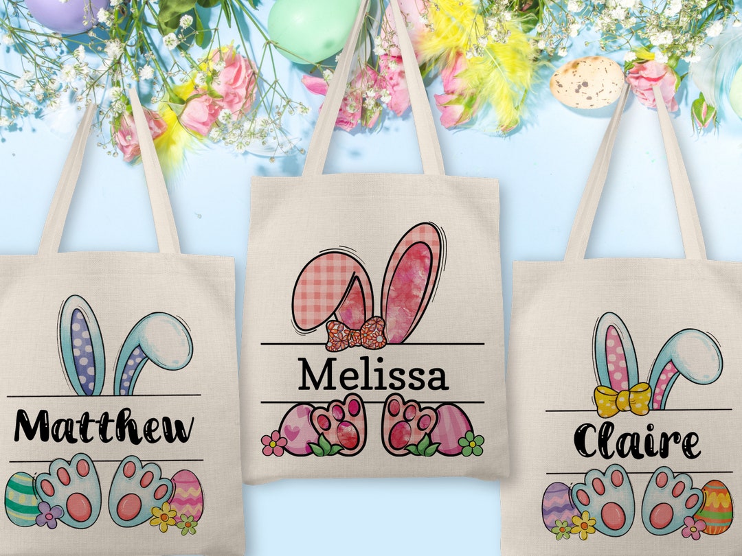 Personalized Easter Tote, Easter Egg Hunt Bag for Kids, Easter Gift Bag ...