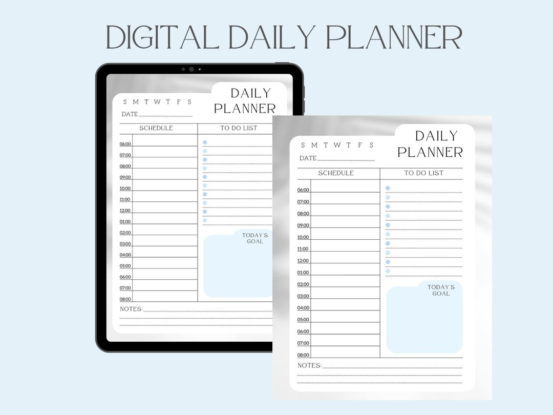 Minimal Design, One Page, Digital, Printable Daily Planner for ...