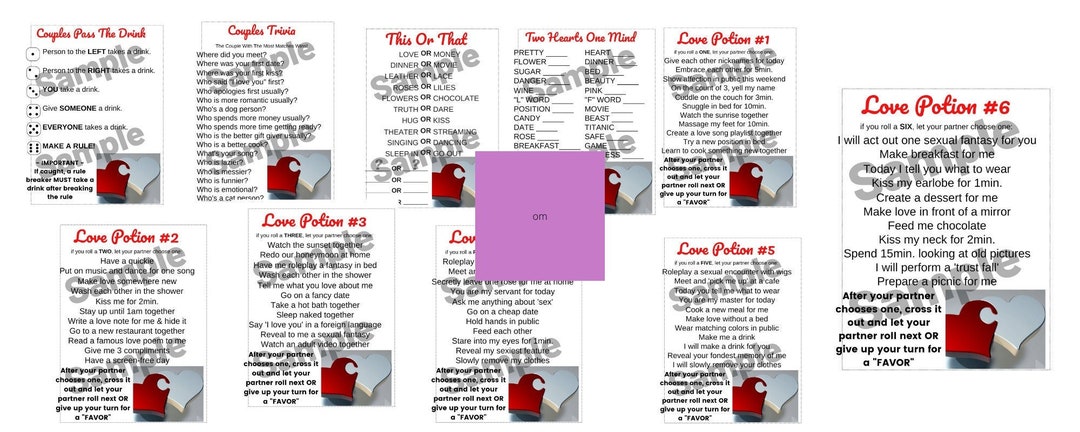 Romantic Games Printables | Romantic Games for Couples | Anniversary ...