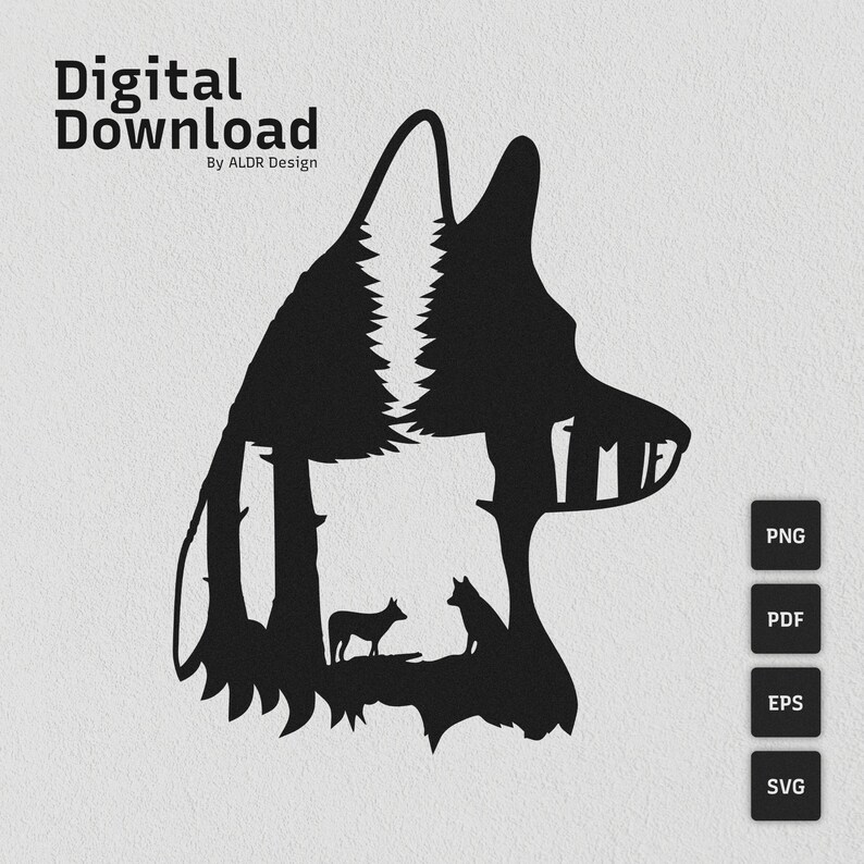 Double Exposure Wolf SVG Template Papercut Design Cricut - Etsy
