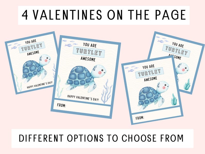 Turtle Valentine Printable | School Valentines Day Cards for Kids ...