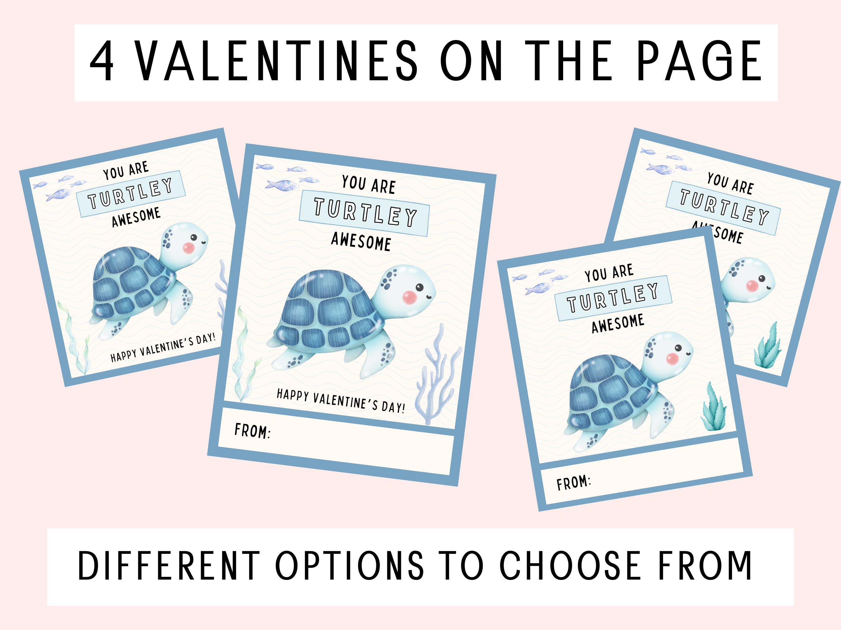 Turtle Valentine Printable | School Valentines Day Cards for Kids ...