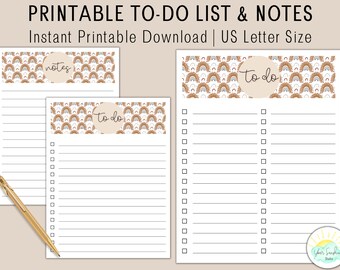 Boho Rainbow to Do List Printable Rainbows Digital Download - Etsy