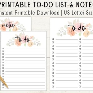 Cute Floral to Do Lists and Notes | Watercolor Printable | Digital ...