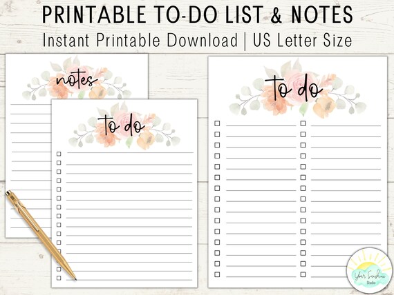 Cute Floral to Do Lists and Notes Watercolor Printable - Etsy