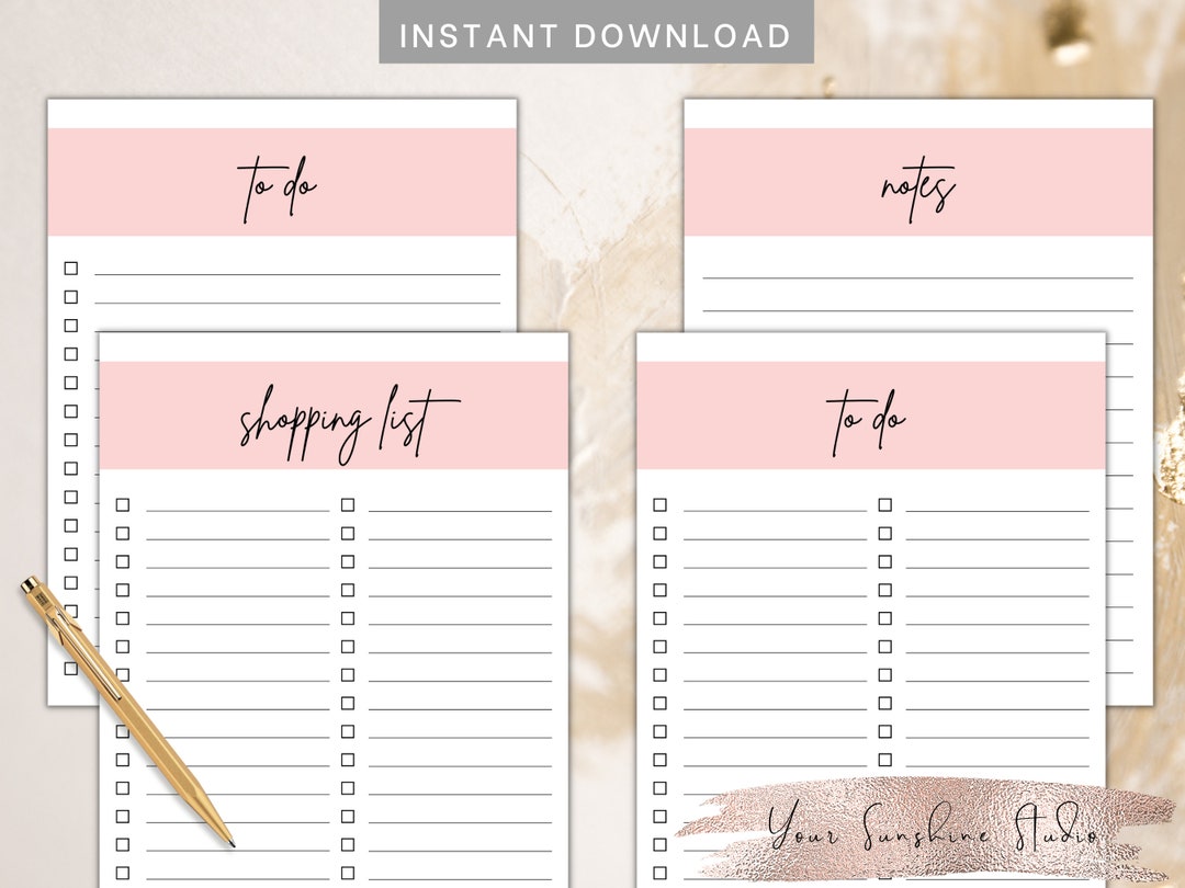 Simple Shopping List | to Do List | Notes | Printable | Digital ...
