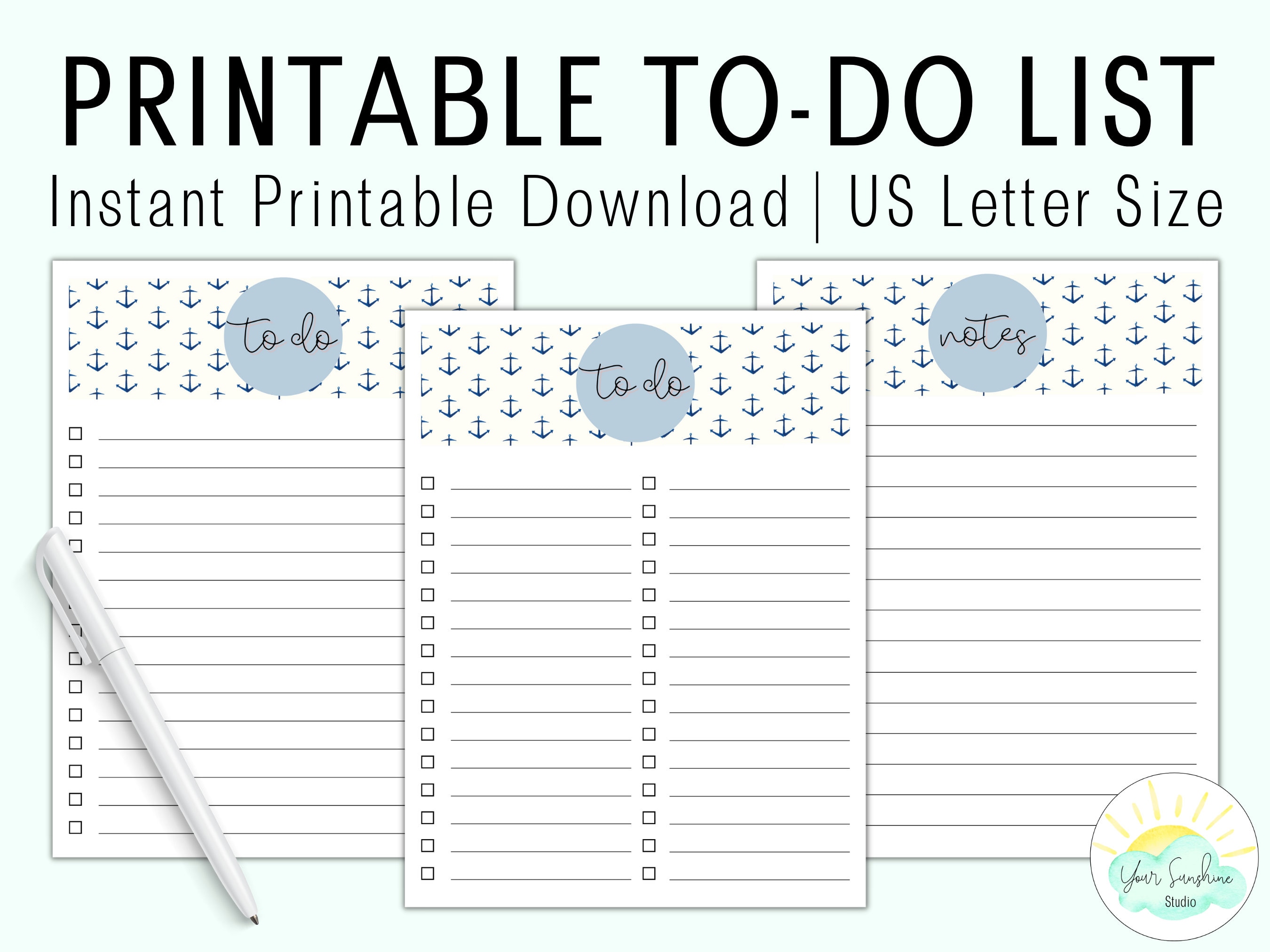 Cute Anchor Printable to Do List | Notes PDF | Watercolor Digital ...