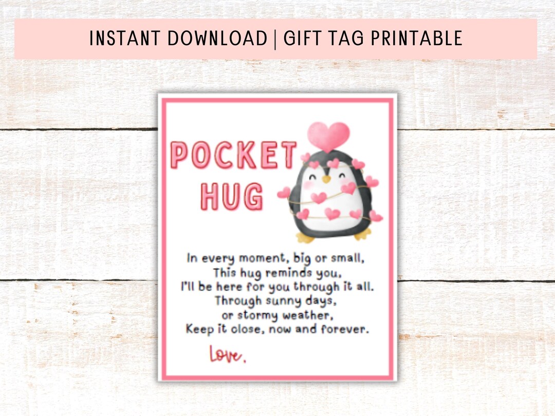 Pocket Hug Poem Printable | Instant Download | Student Gift | School - Etsy