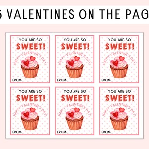 Sweet Valentine Printable School Valentines Day Cards for Kids Instant ...