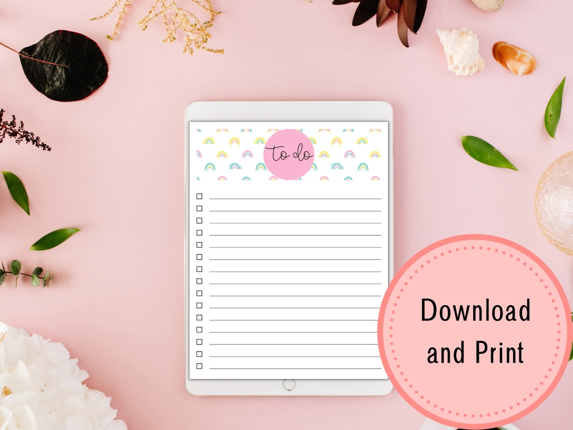 Colorful Rainbow to Do List Printable | Rainbows Digital Download To-do ...