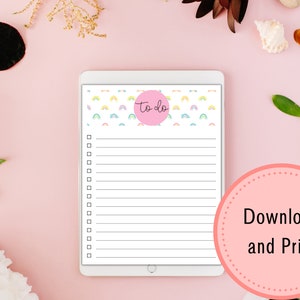 Colorful Rainbow to Do List Printable | Rainbows Digital Download To-do ...