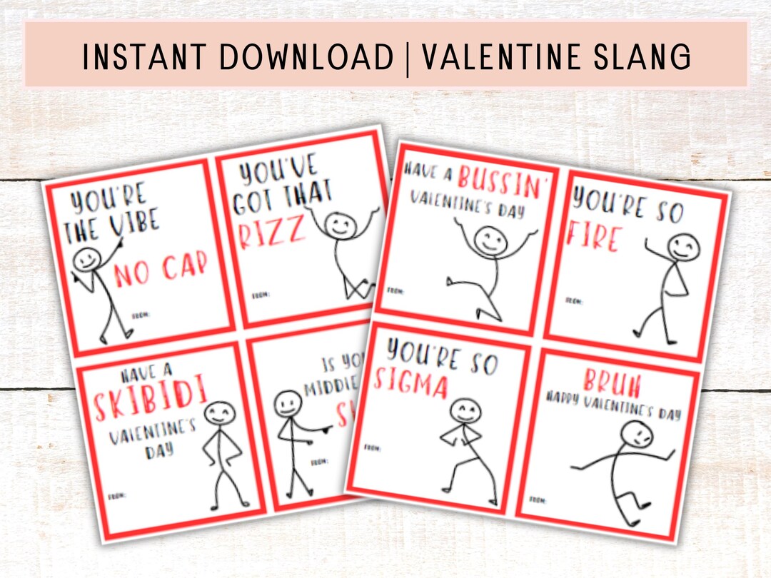 Valentine Slang Printable | School Valentine's Day Cards for Kids ...