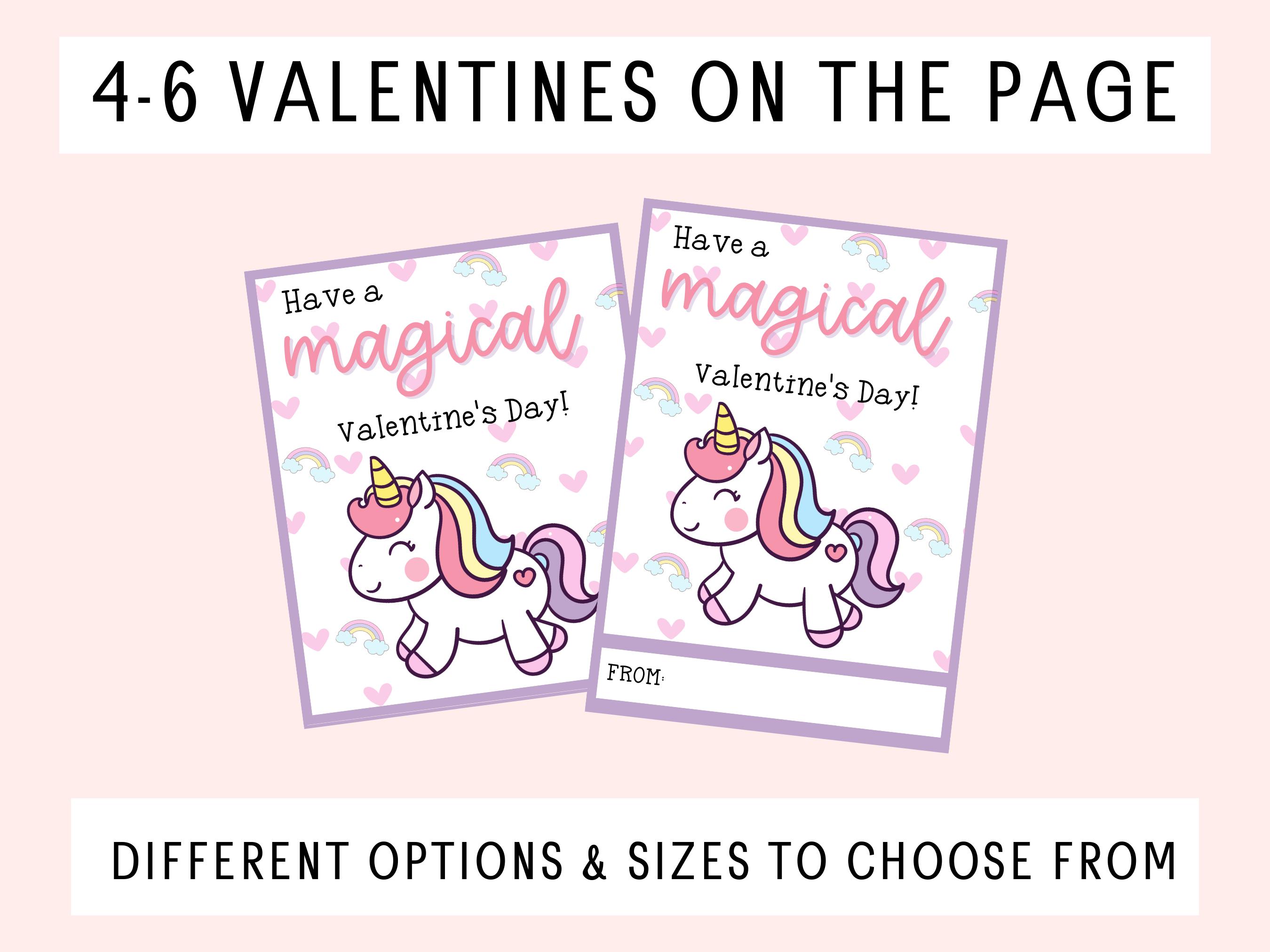Unicorn Valentine Printable | School Valentine's Day Cards for Kids ...