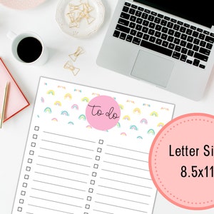 Colorful Rainbow to Do List Printable | Rainbows Digital Download To-do ...