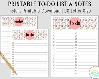 Printable to Do List Notes PDF Cute Watercolor Printable - Etsy