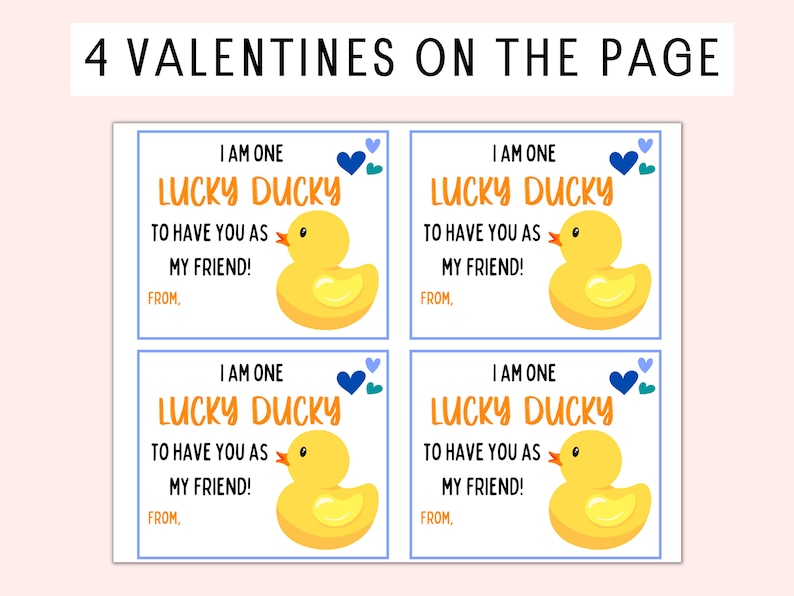 Duck Valentine Printable | School Valentines Day Cards for Kids ...
