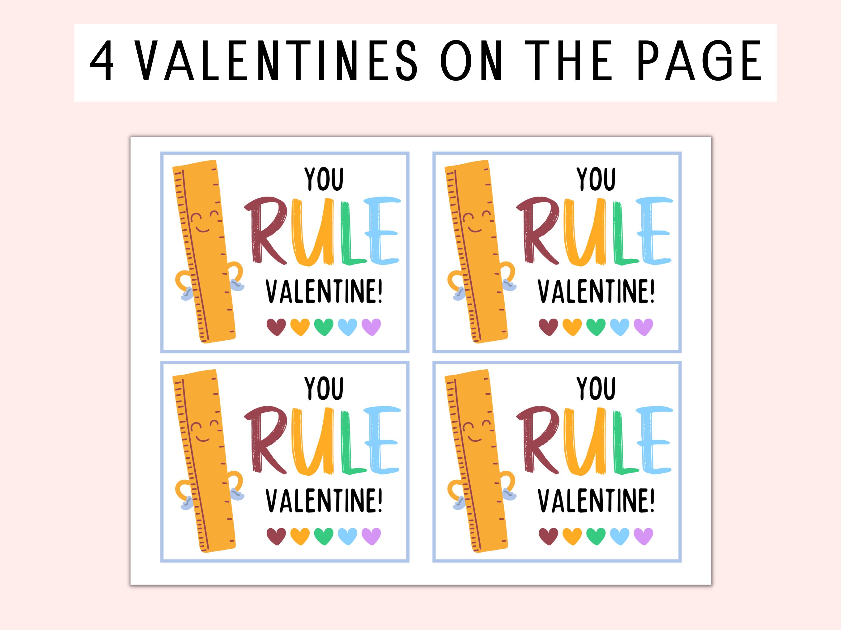 Ruler Valentine Printable | School Valentines Day Cards for Kids ...