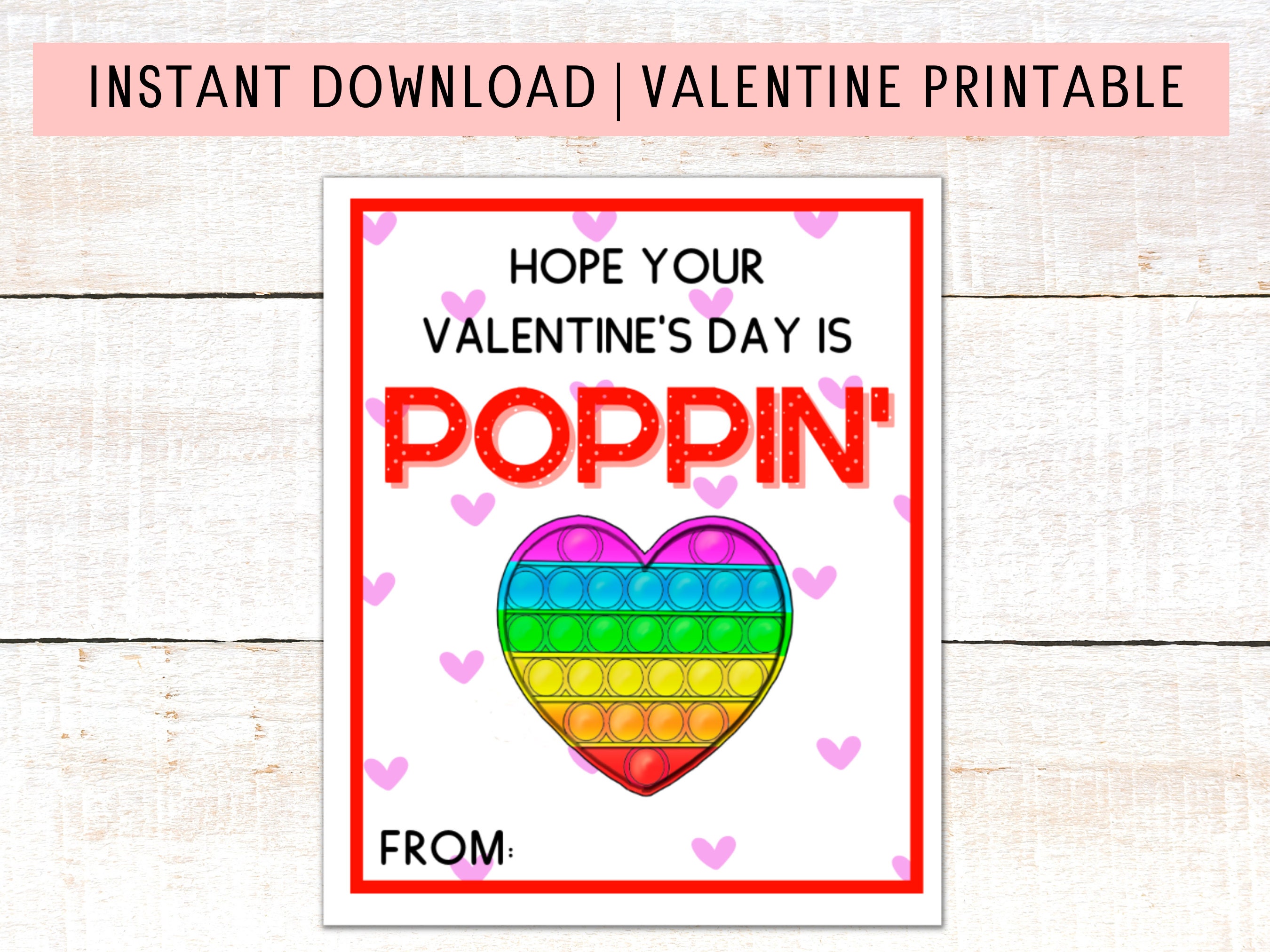Pop It Valentine Printable | School Valentines Day Cards for Kids ...