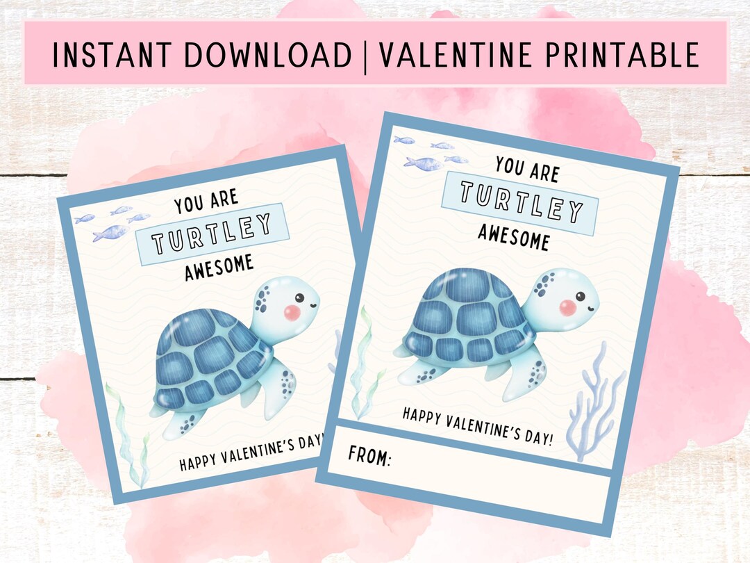 Turtle Valentine Printable | School Valentines Day Cards for Kids ...