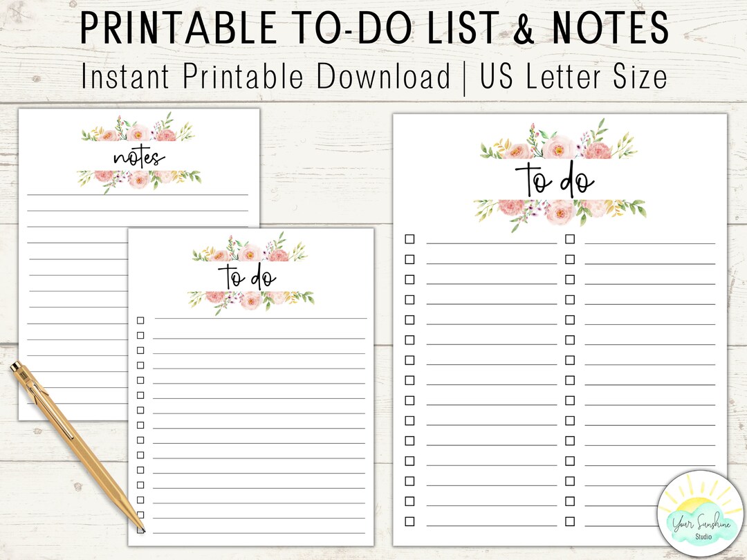 Cute Floral to Do Lists and Notes | Watercolor Printable | Digital ...