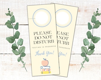 Printable Teacher Testing Do Not Disturb Door Hanger | Instant Digital ...