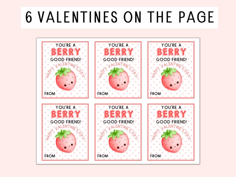 Berry Valentine Printable School Valentines Day Cards for Kids Instant ...