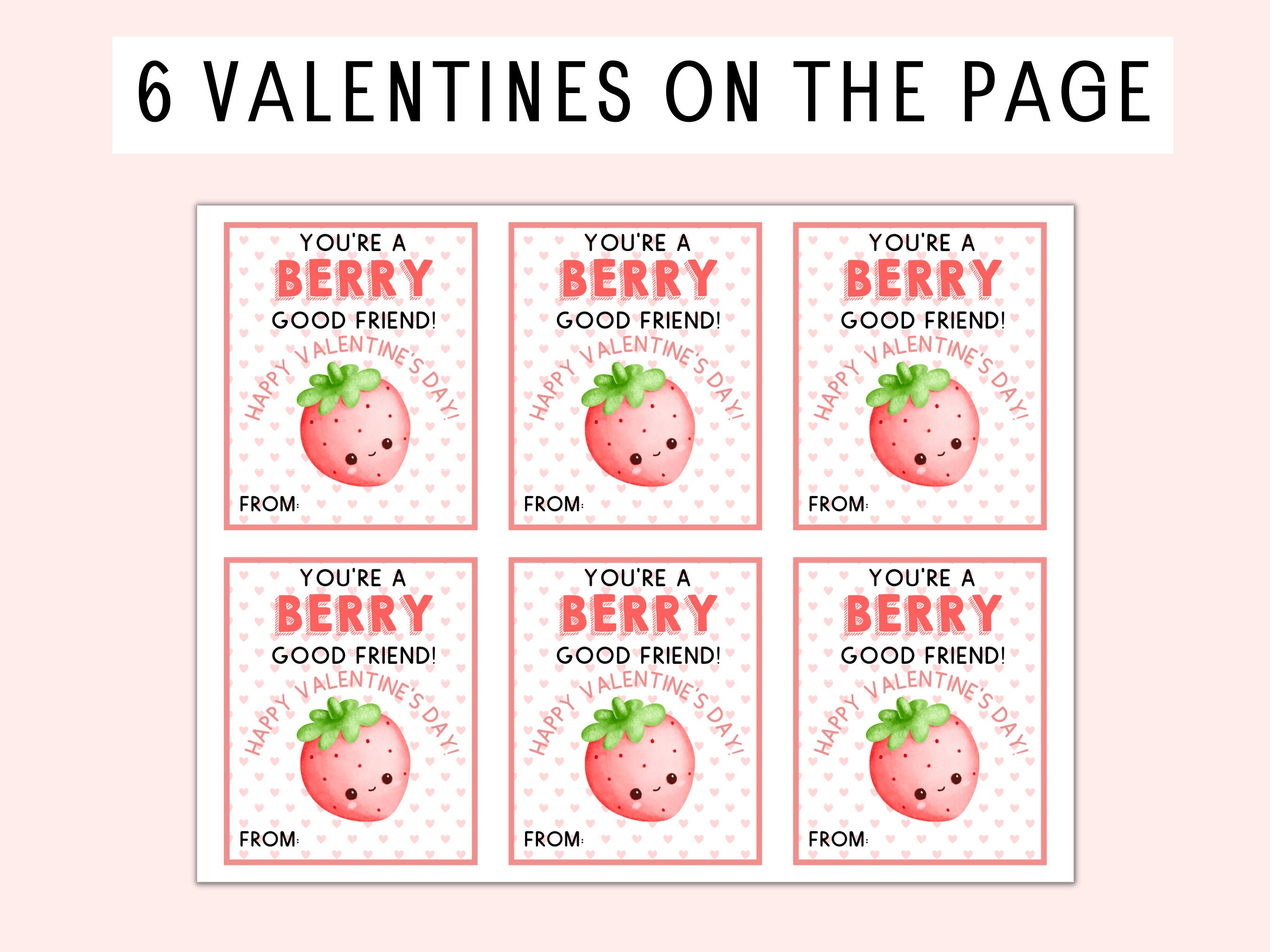 Berry Valentine Printable School Valentines Day Cards for Kids Instant ...