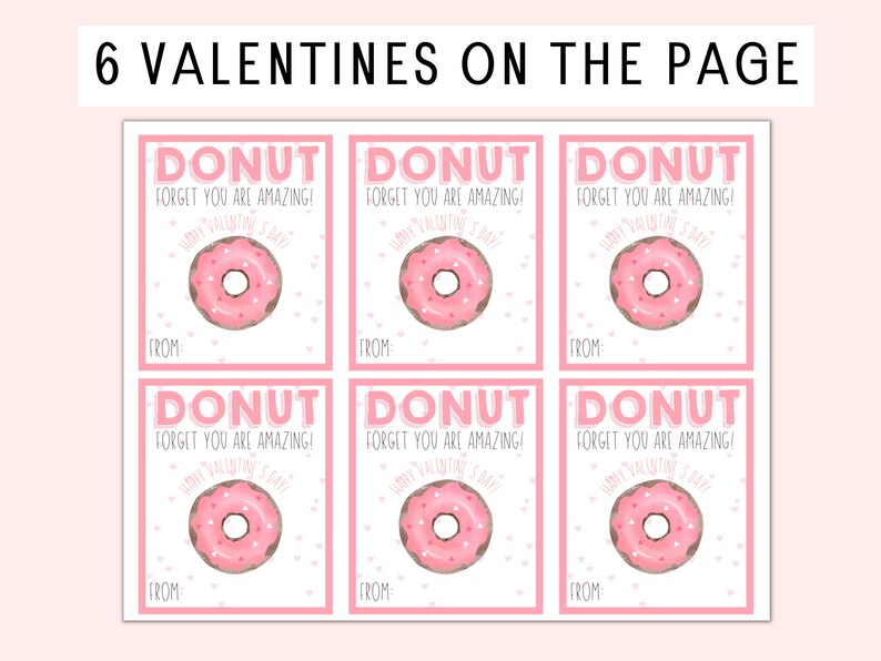 Donut Valentine's Day Card | School Valentines Day Cards | Instant ...