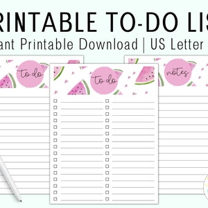 Cute Watermelon Printable to Do List | Notes PDF | Three Pages ...