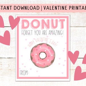 Donut Valentine's Day Card | School Valentines Day Cards | Instant ...