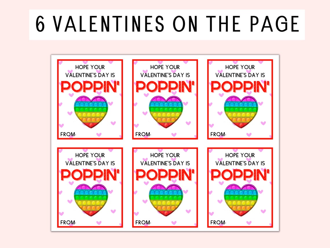 Pop It Valentine Printable | School Valentines Day Cards for Kids ...
