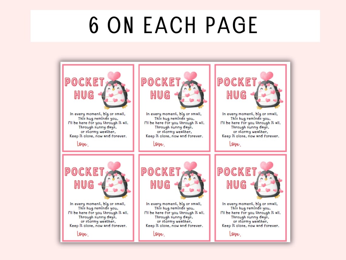 Pocket Hug Poem Printable | Instant Download | Student Gift | School - Etsy