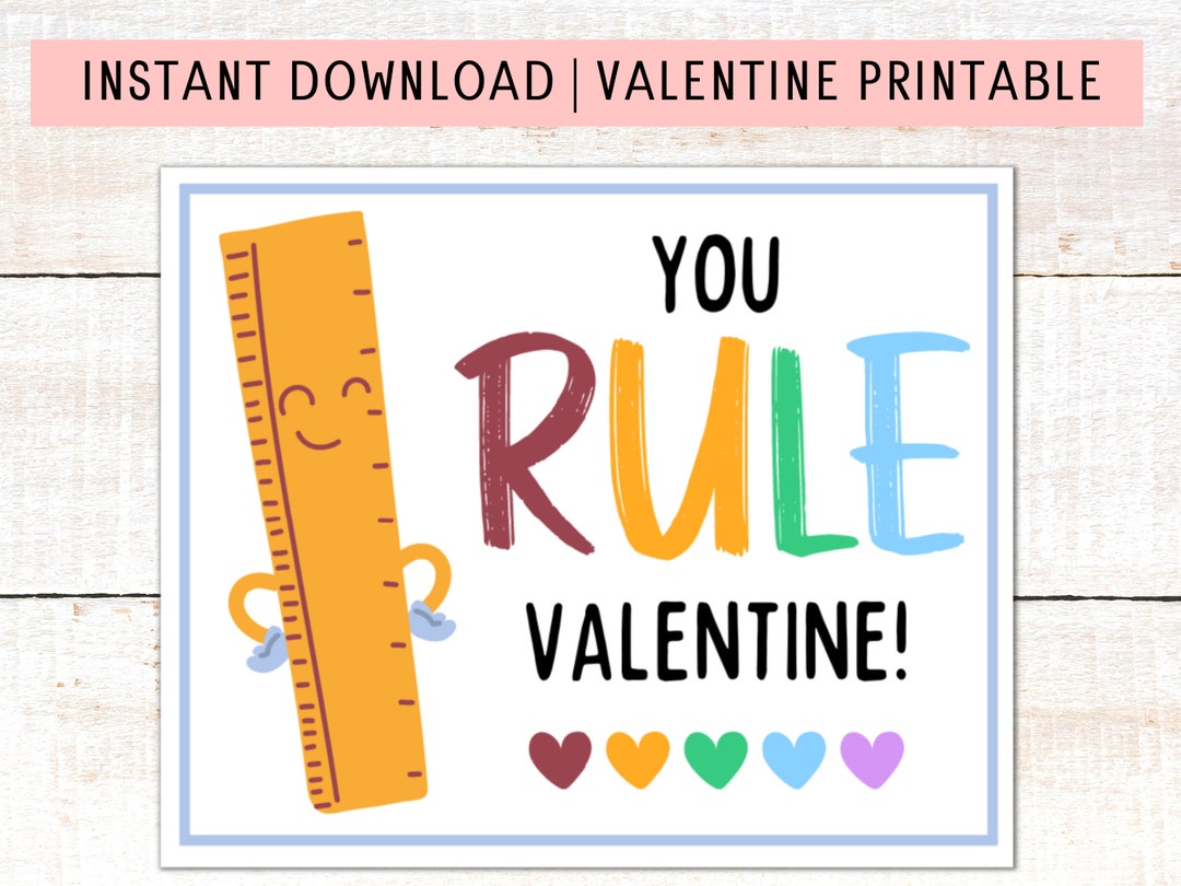 Ruler Valentine Printable | School Valentines Day Cards for Kids ...