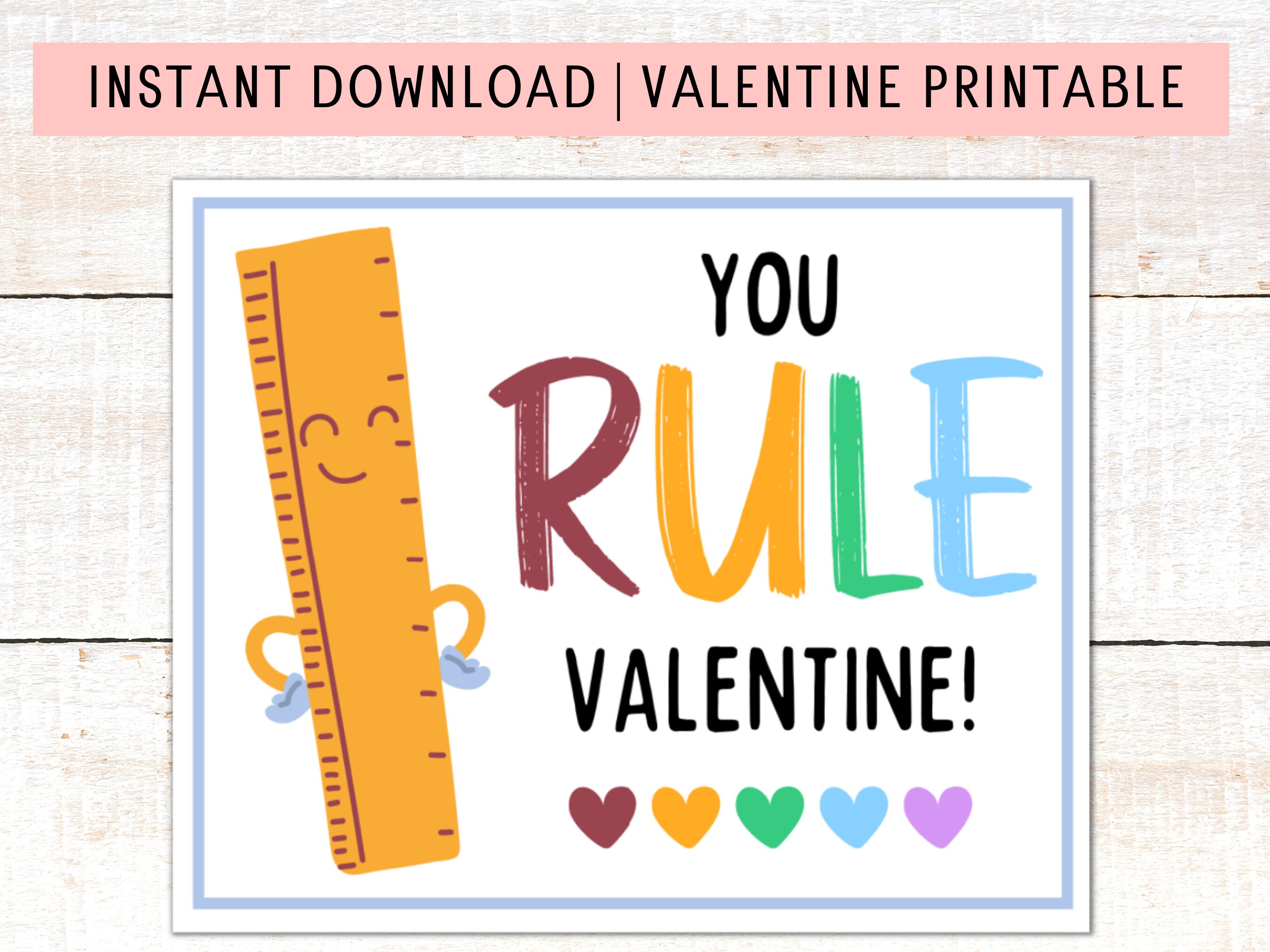 Ruler Valentine Printable | School Valentines Day Cards for Kids ...